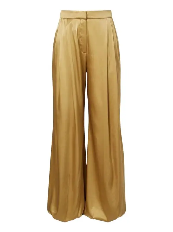 Nina Ricci Silk-blend Satin Wide-leg Pants - Gold
