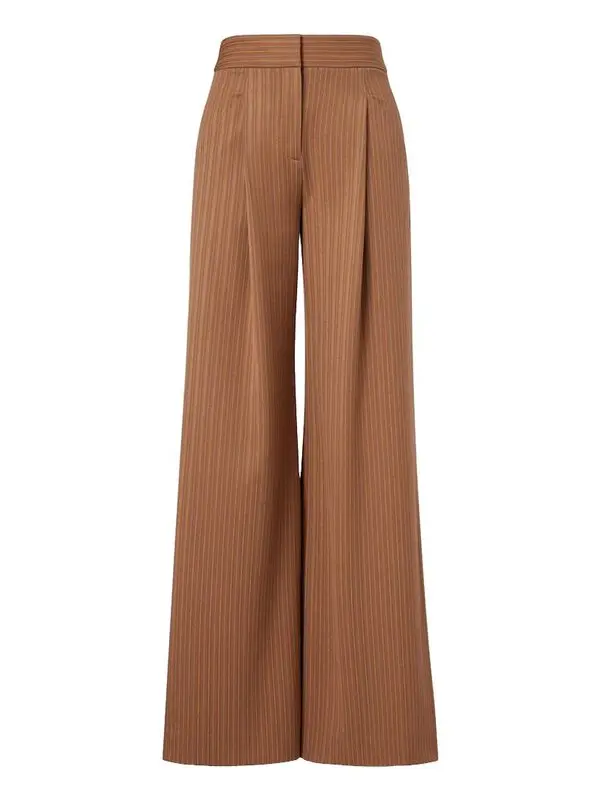 Veronica Beard Rimini Pinstripe Wide-leg Pants - Brown