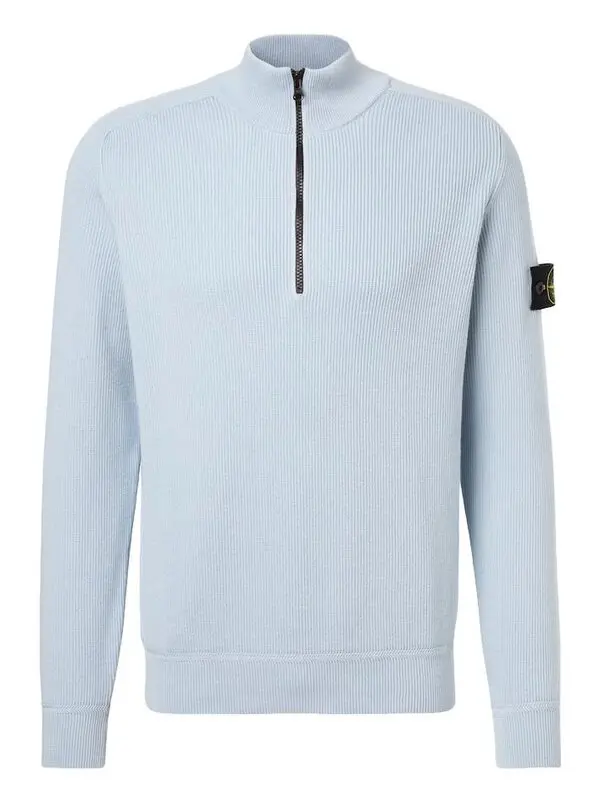 Stone Island Compass Cotton Half-zip Sweater - Blue