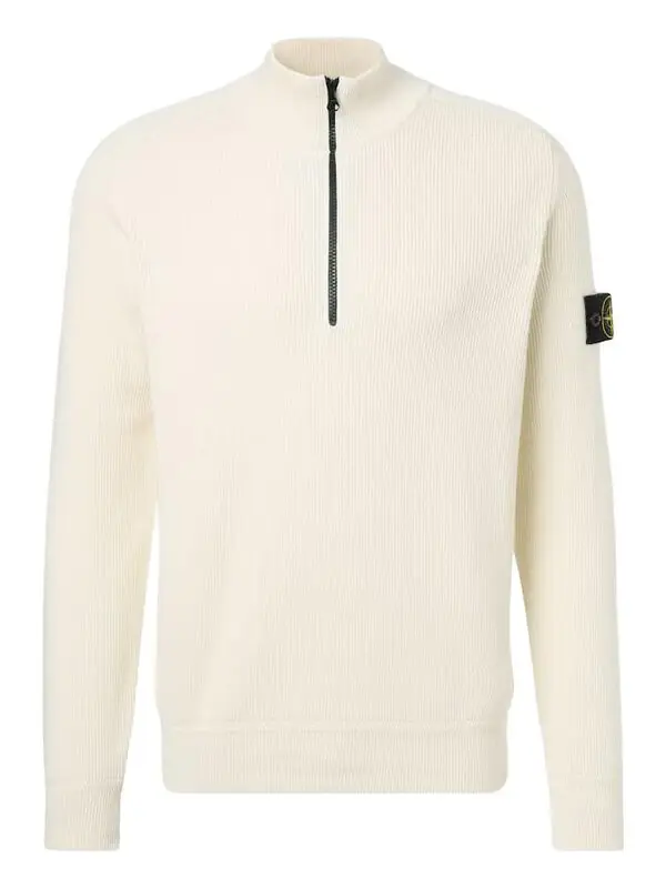 Stone Island Compass Cotton Half-zip Sweater - White
