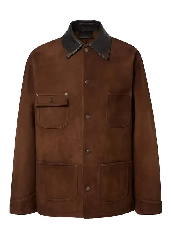 Prada Leather-trimmed Suede Jacket - Brown