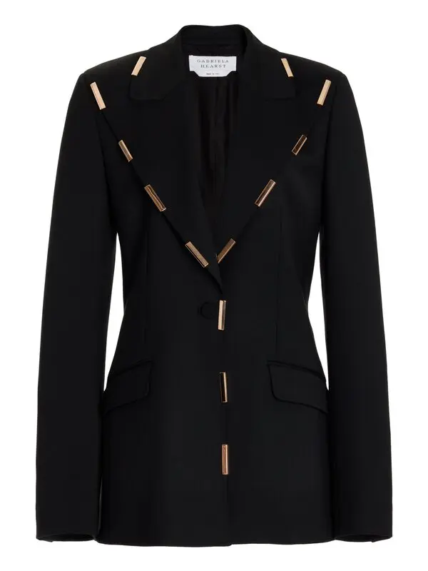Gabriela Hearst Leiva Blazer In Sportswear Wool With Metal Trims - Black