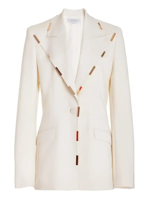 Gabriela Hearst Leiva Sportswear Wool Blazer With Gold Bars - Ivory