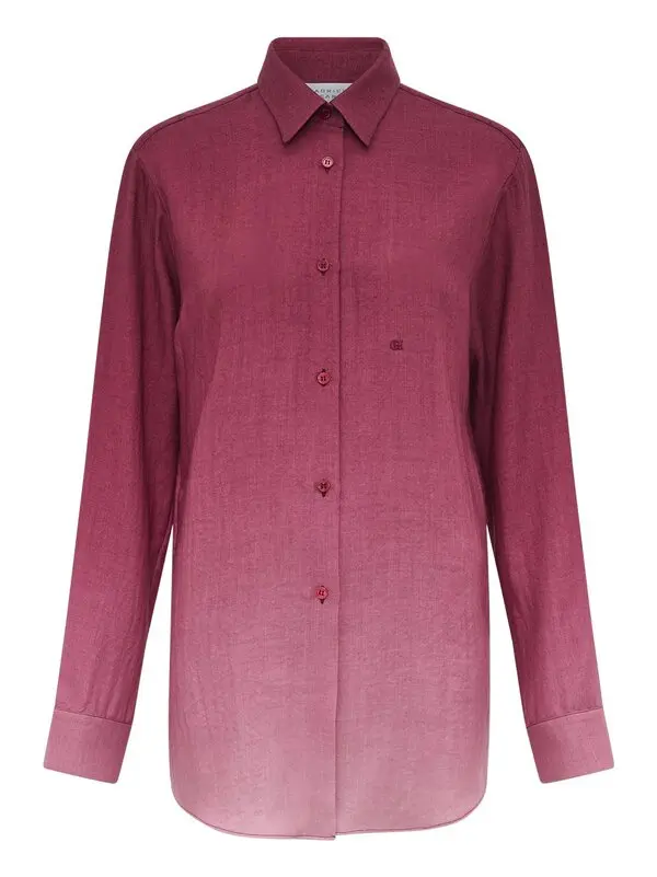 Gabriela Hearst Reyes Cashmere Silk Herringbone Shirt - Bordeaux