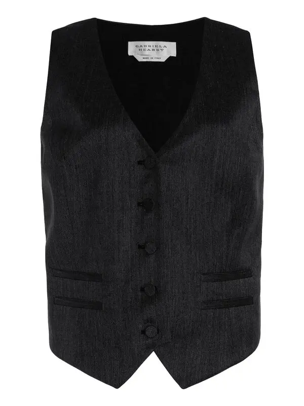 Gabriela Hearst Coleridge Vest In Virgin Wool, Silk, And Linen - Black
