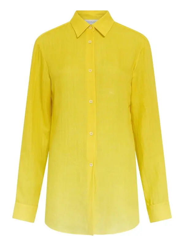 Gabriela Hearst Reyes Shirt In Cashmere Silk Herringbone - Cadmium Yellow