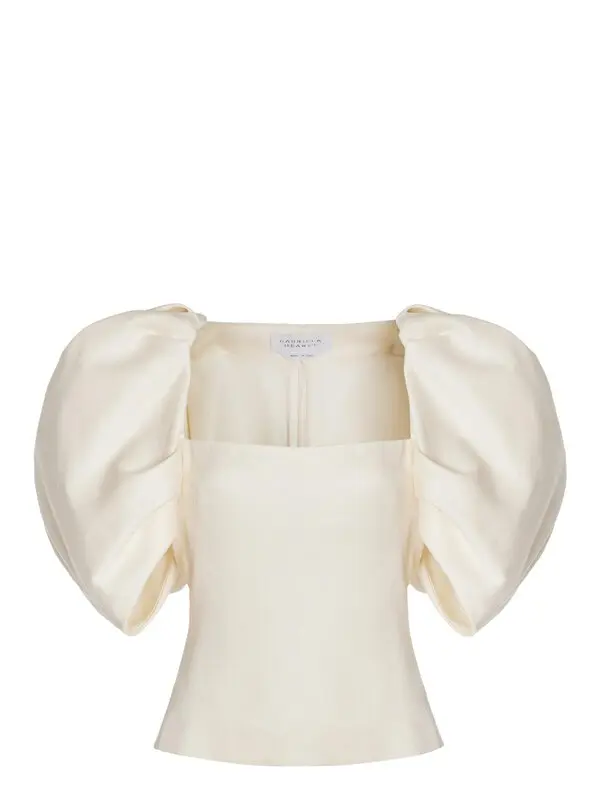Gabriela Hearst Ceri Top In Textured Linen - Ivory