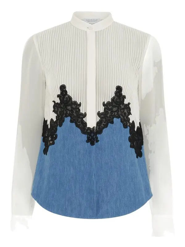 Gabriela Hearst Kheti Lace Top - Light Blue Denim