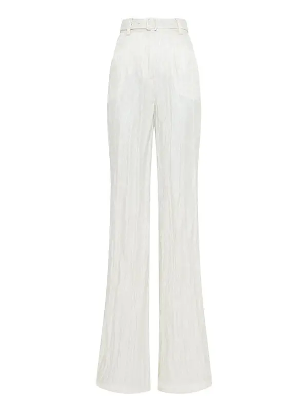 Gabriela Hearst Norman Wide-leg Pant In Metallic Crinkled Silk - Ivory
