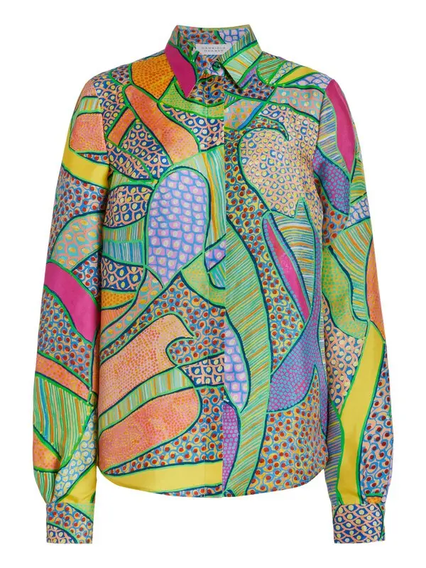 Gabriela Hearst Henri Printed Silk Twill Blouse - Green Multi