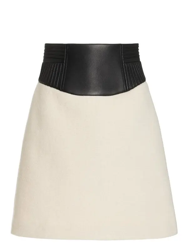 Gabriela Hearst Felix Mini Skirt With Nappa Leather Waistband - Ivory
