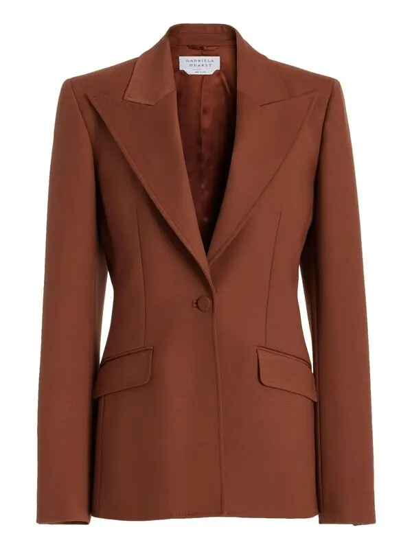Gabriela Hearst Leiva Blazer In Sportswear Wool - Cognac