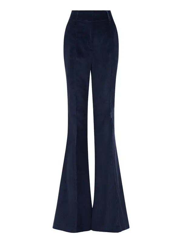 Gabriela Hearst Ianthe Flare Pant In Sea Island Cotton Corduroy - Dark Navy