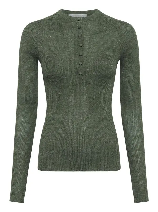 Gabriela Hearst Anges Knit Henley - Olive