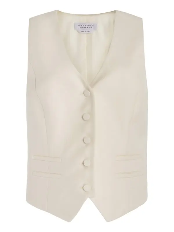 Gabriela Hearst Coleridge Vest In Virgin Wool, Silk, And Linen - Ivory