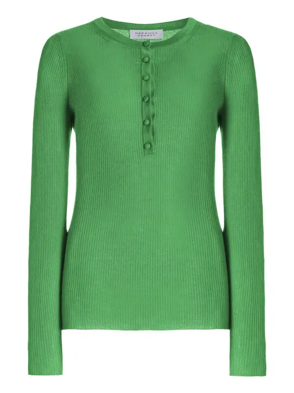 Gabriela Hearst Julian Knit Henley - Peridot Green