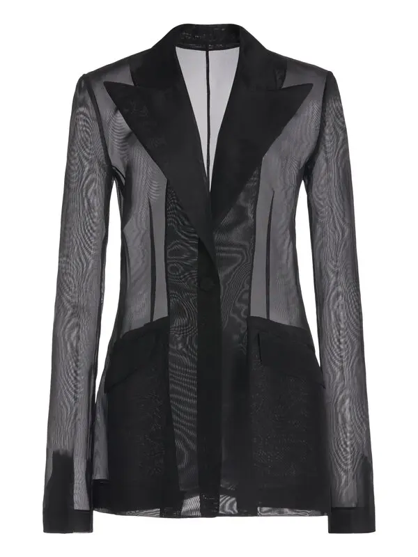 Gabriela Hearst Leiva Sheer Blazer In Silk Organza - Black