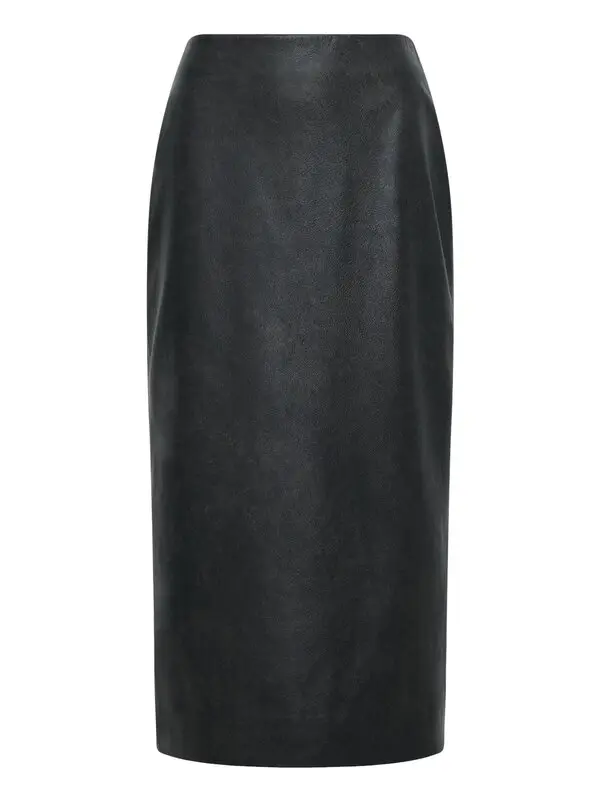 Gabriela Hearst Amon Leather Midi Skirt - Black
