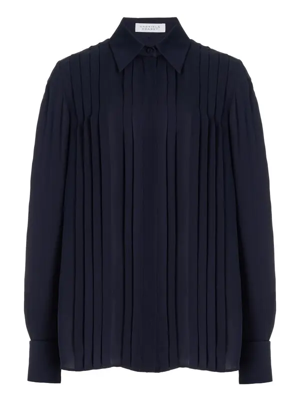Gabriela Hearst Aime Silk Georgette Twill Shirt - Dark Navy