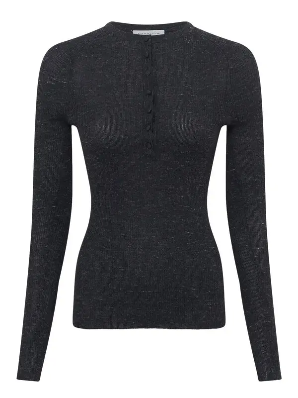 Gabriela Hearst Agnes Knit Henley - Black