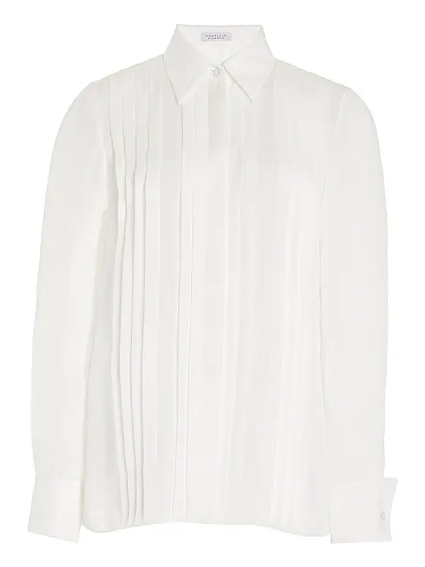 Gabriela Hearst Aime Shirt In Silk Georgette Twill - Ivory