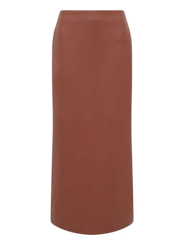 Gabriela Hearst Manuela Midi Leather Pencil Skirt - Cognac