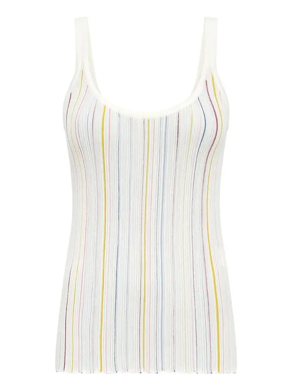 Gabriela Hearst Yara Pinstripe Knit Tank Top - Ivory Multi