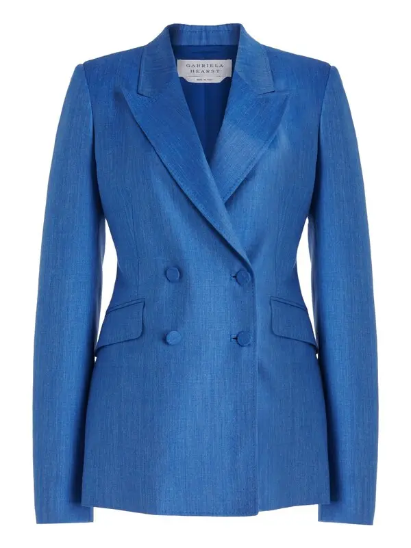 Gabriela Hearst Stephanie Blazer In Virgin Wool, Silk And Linen - Sapphire