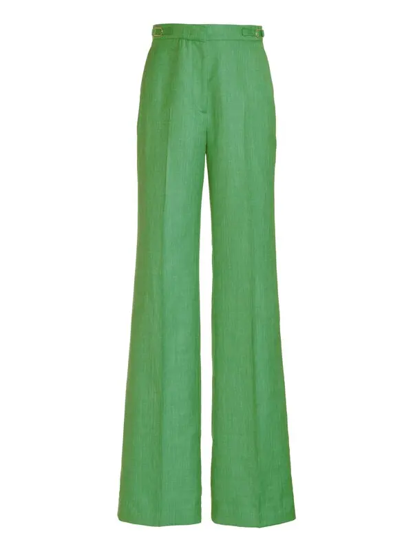 Gabriela Hearst Vesta Pant In Virgin Wool, Silk, And Linen - Peridot Green