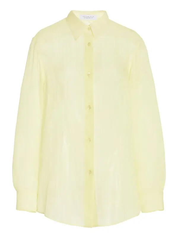 Gabriela Hearst Ferrara Shirt In Cashmere Silk Gauze - Lime Adamite