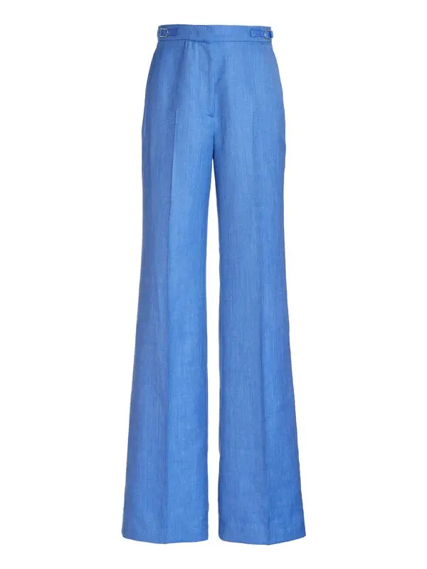 Gabriela Hearst Vesta Virgin Wool And Silk-linen Pants - Sapphire