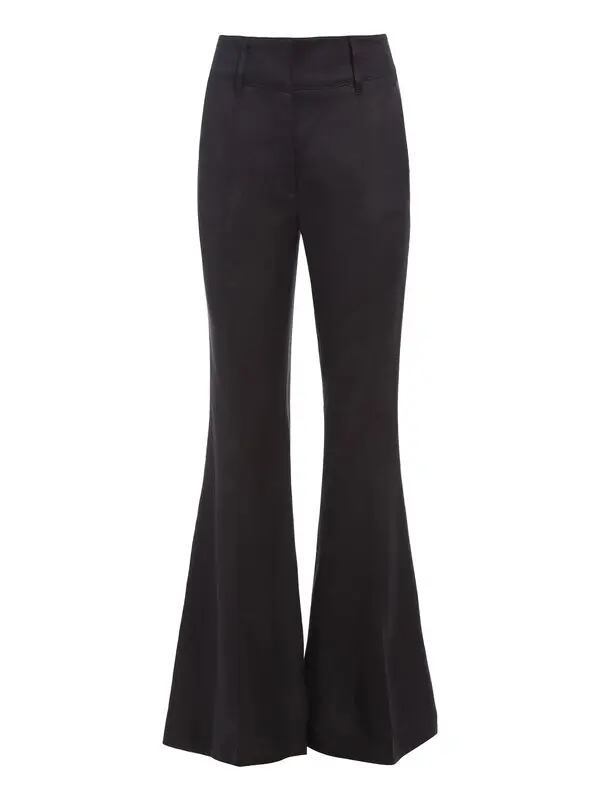 Gabriela Hearst Rhein Textured Linen Flare Pant - Black