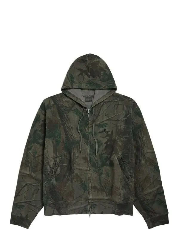 Balenciaga Diamond B Oversized Zip-up Hoodie - Green