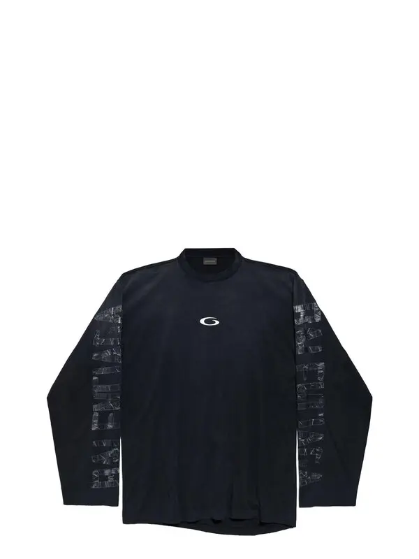 Balenciaga Transparent Tape Shifted Oversized Long Sleeve T-shirt - Black