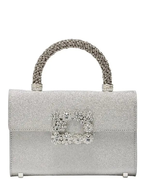 ROGER VIVIER Jewel Efflorescence Mini Glitter Tote Bag - Silver