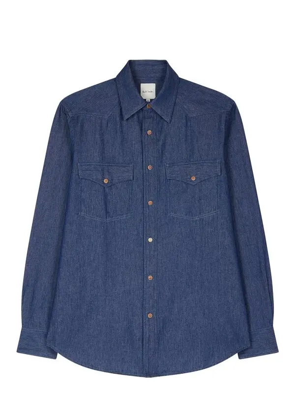 Paul Smith Rinse-wash Indigo Denim Western Shirt - Blue