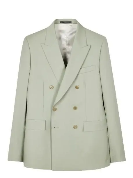 Paul Smith Light Wool-mohair Double-breasted Blazer - Green