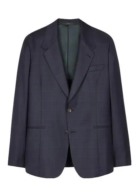 Paul Smith Navy Check Wool Buggy-lined Blazer - Blue