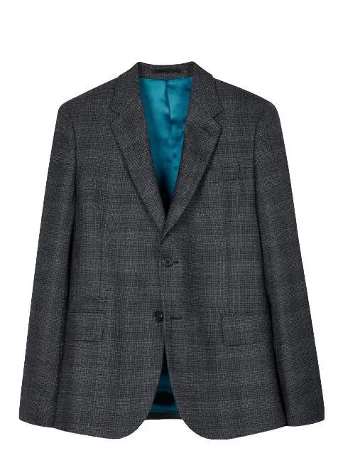 Paul Smith Tailored-fit Navy Gingham Check Natural Stretch Wool Blazer - Blue