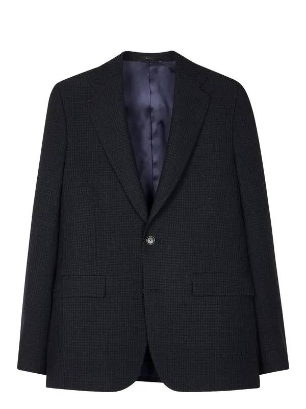 Paul Smith The Brierley Navy Gingham Check Stretch-wool Blazer - Blue