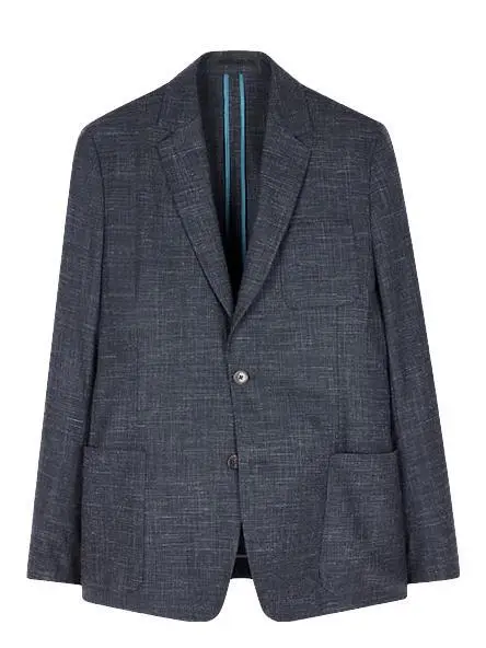Paul Smith Dark Marl Wool-linen Unlined Blazer - Blue