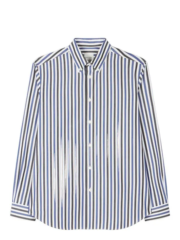 Paul Smith Casual-fit Blue And Cotton Striped Shirt - White
