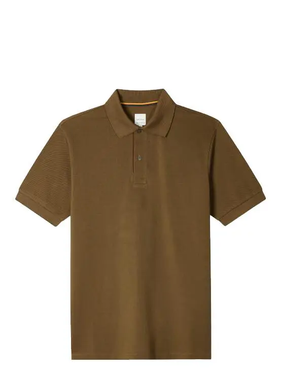Paul Smith Light Khaki 'artist Stripe' Placket Polo Shirt - Brown