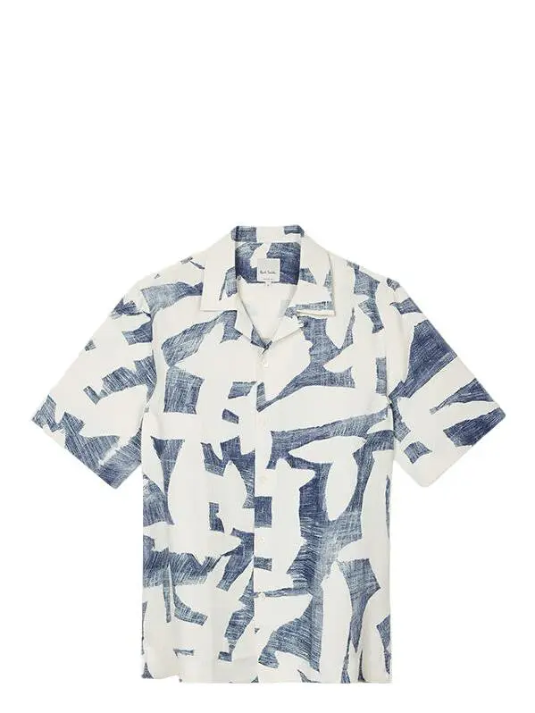 Paul Smith Abstract Cutout' Viscose-linen Shirt - Blue