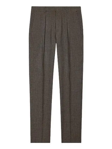 Paul Smith Gingham Check Tapered-fit Pleated Stretch-wool Trousers - Green