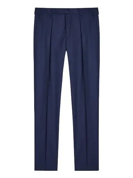 Paul Smith Tapered-fit Pinstripe Wool Pleated Trousers - Blue