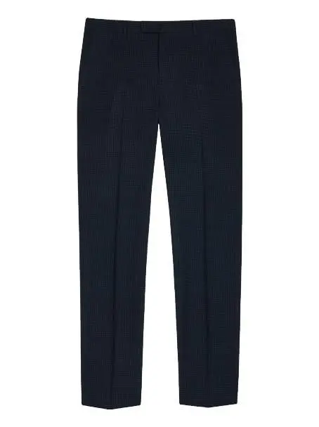 Paul Smith Tapered-fit Gingham Check Stretch-wool Trousers - Blue
