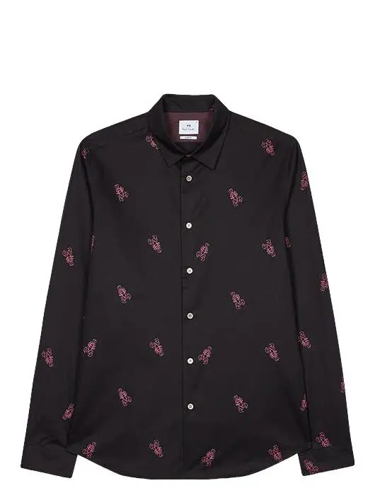 Paul Smith Lobster' Print Slim-fit Shirt - Black