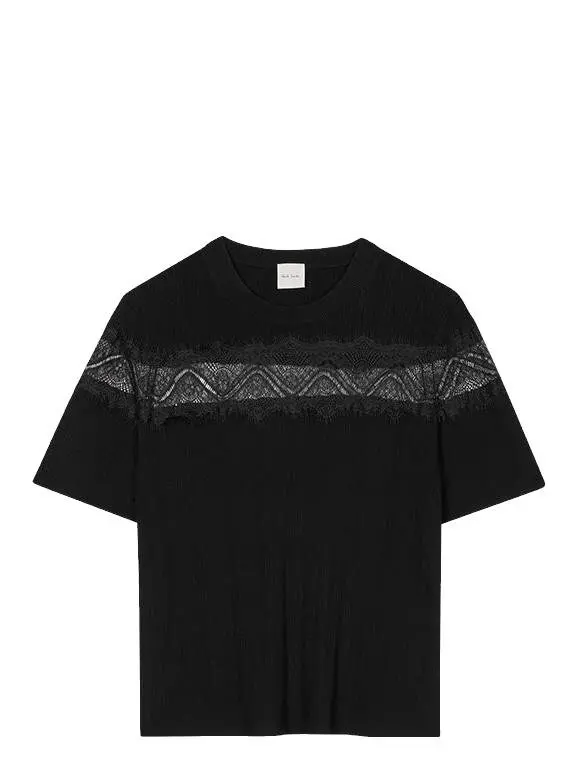 Paul Smith Knitted Wool Lace Top - Black