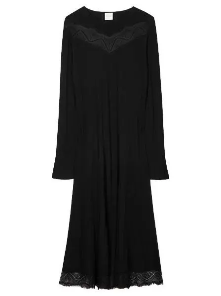Paul Smith Knitted Lace Trim Dress - Black